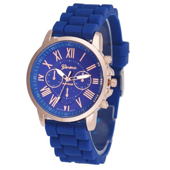 Geneva | Accessories | Navy Blue Silicone Watch | Poshmark